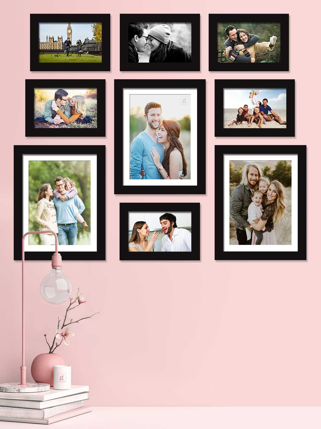 Buy Art Street Set Of 9 Black Solid Individual Photo Frames - Photo ...