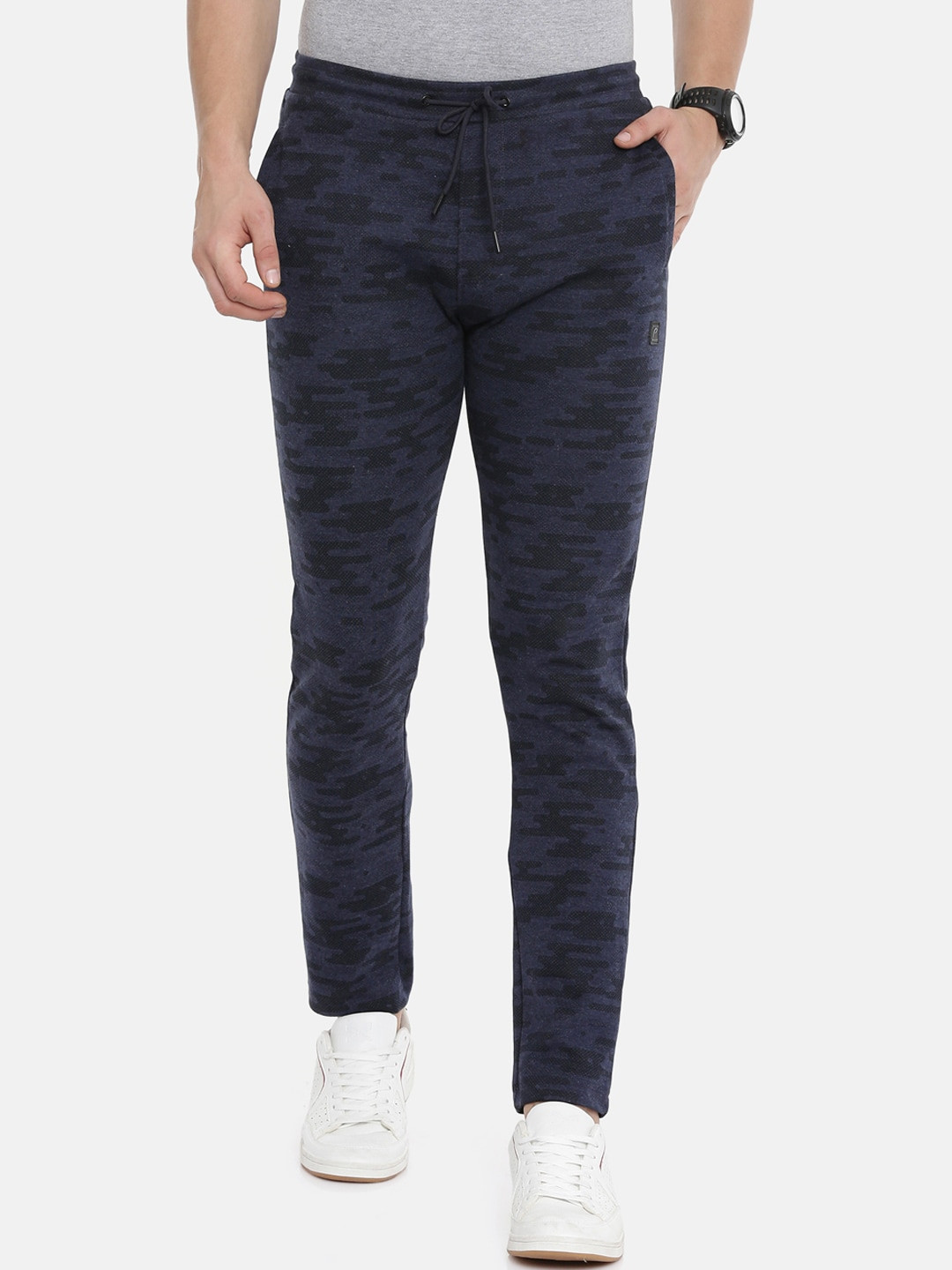Buy Proline Active Men Navy Blue & Black Printed Track Pants - Track ...