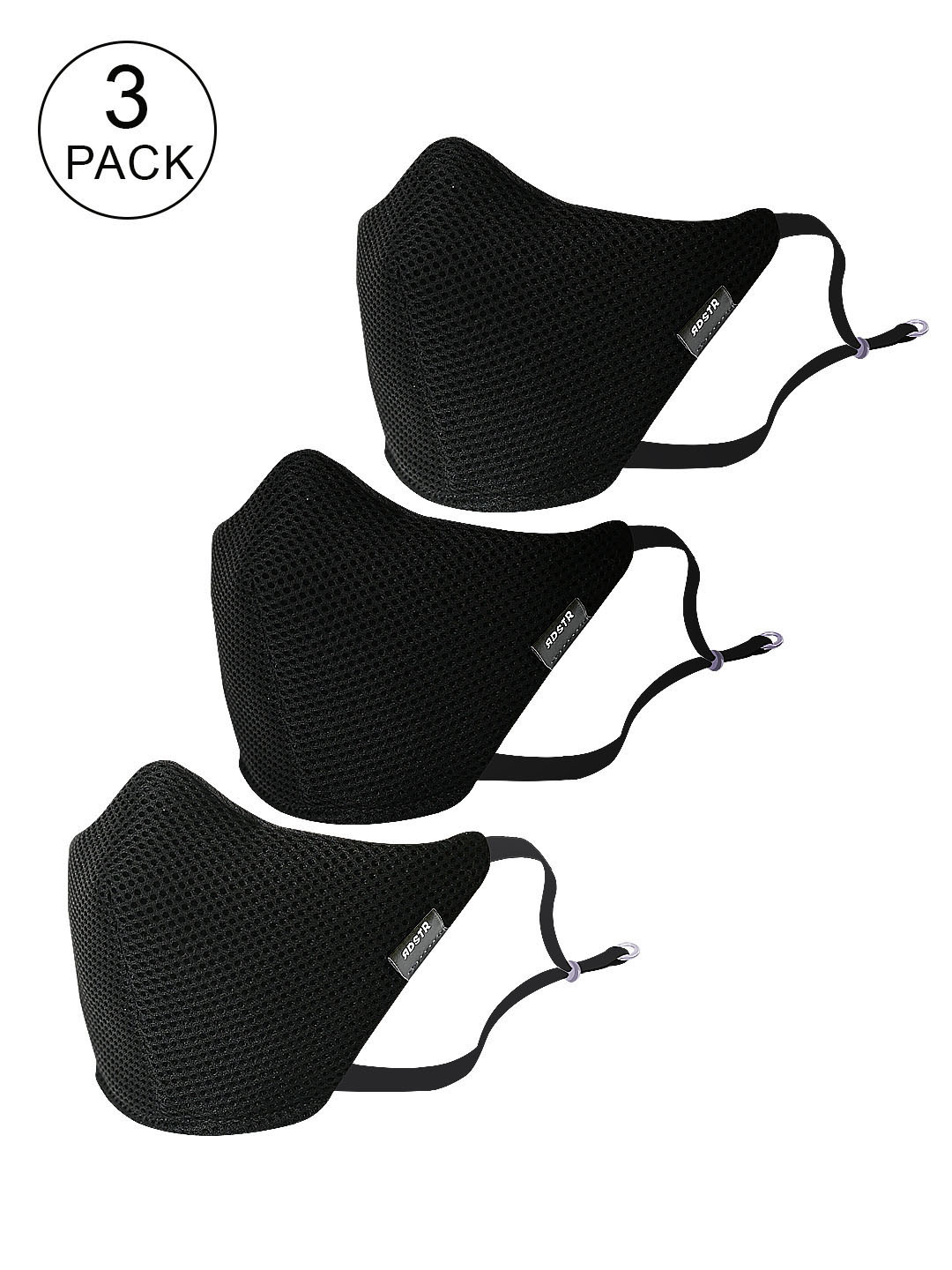 Buy Roadster Adults Black Pack Of 3 Reuseable 4 Layer Outdoor Masks ...