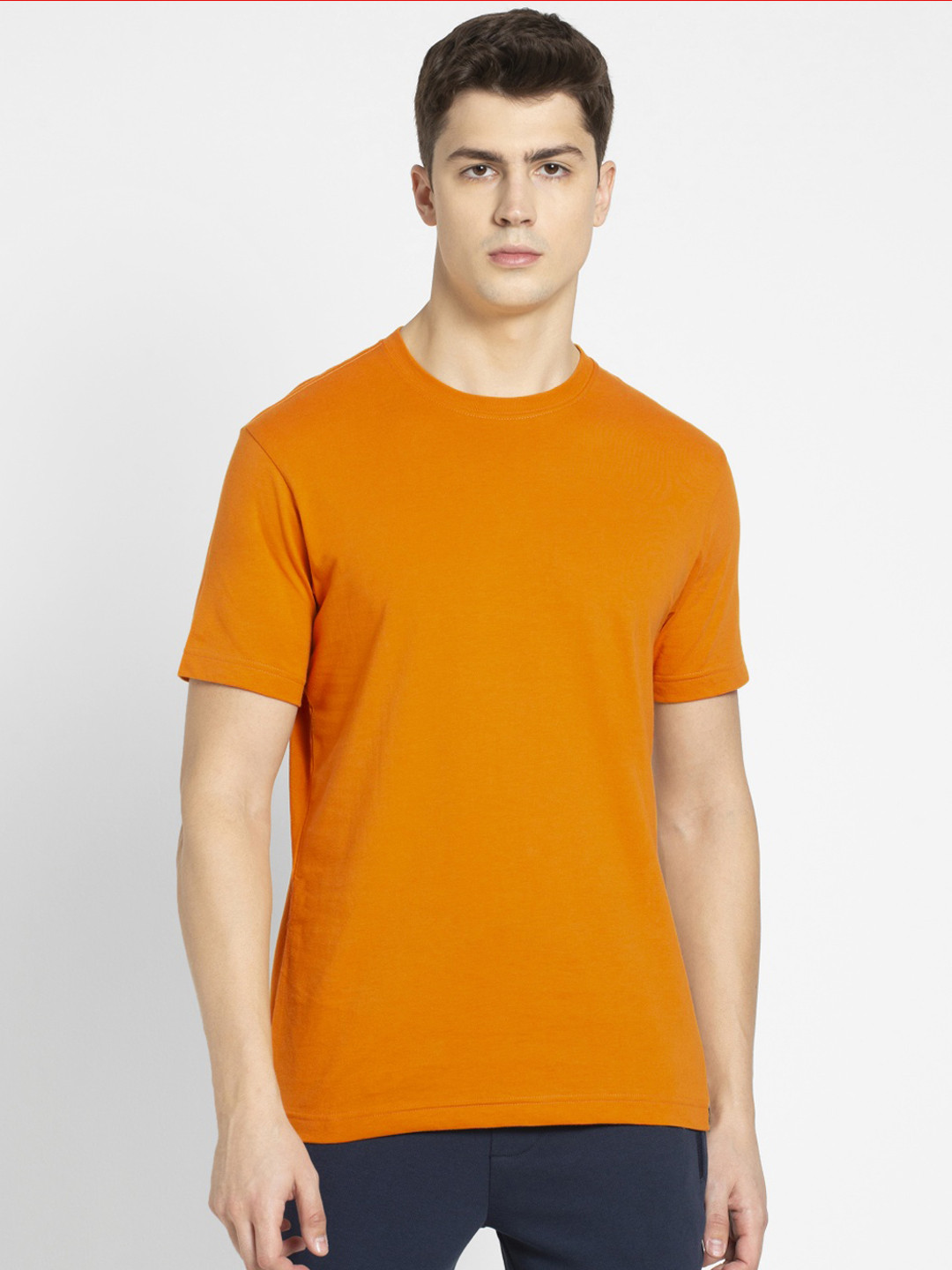 Buy Jockey Men Rust Orange Solid Round Neck T Shirt - Lounge Tshirts ...