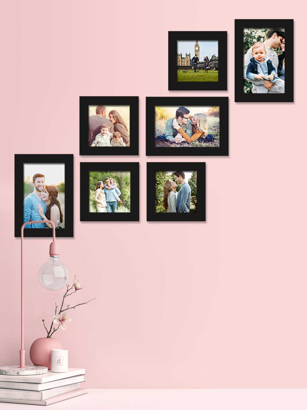 Buy Art Street Set Of 7 Black Solid Individual Photo Frames - Photo ...