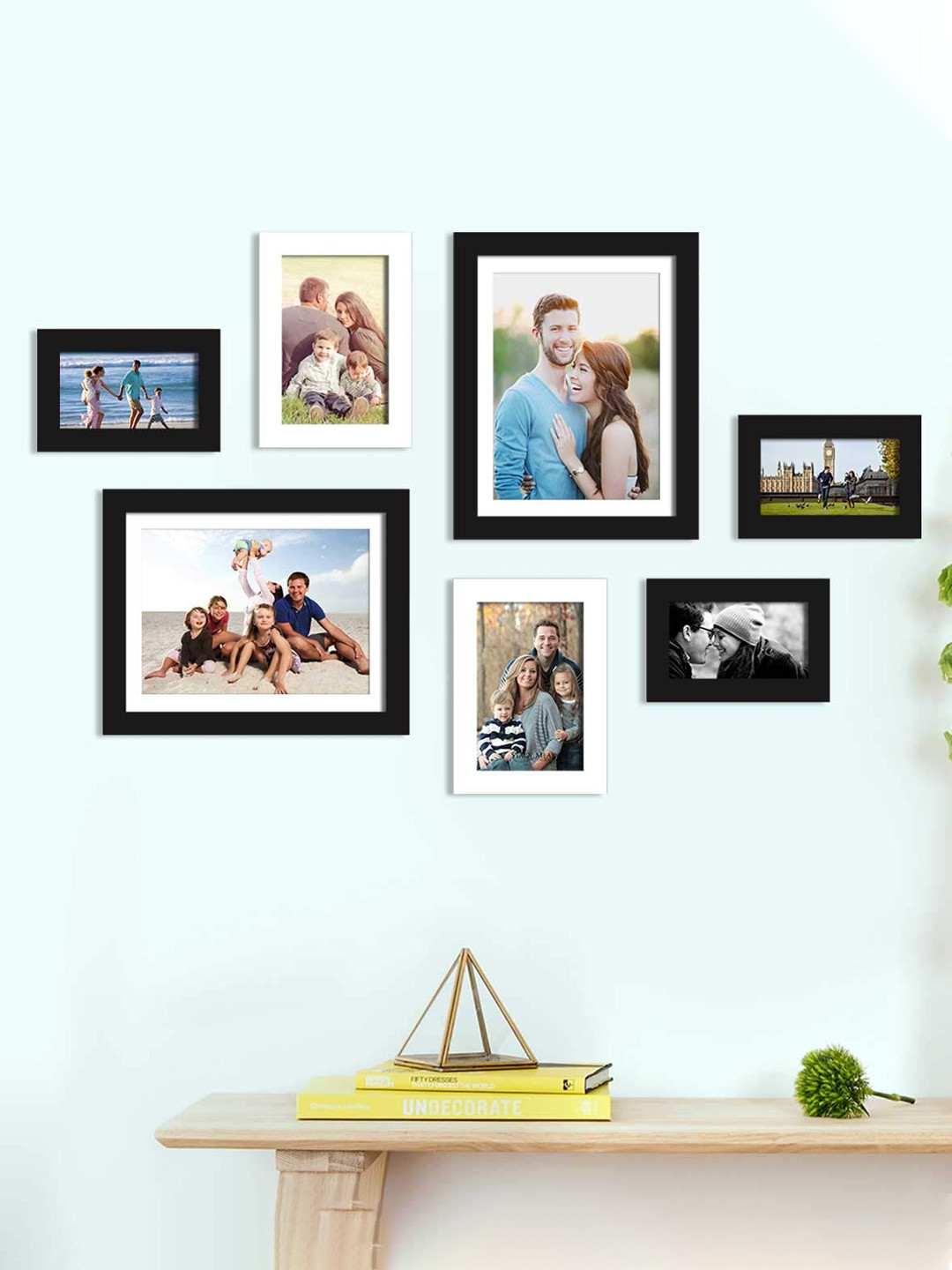 Buy Art Street Set Of 6 Black & White Solid Individual Photo Frames ...