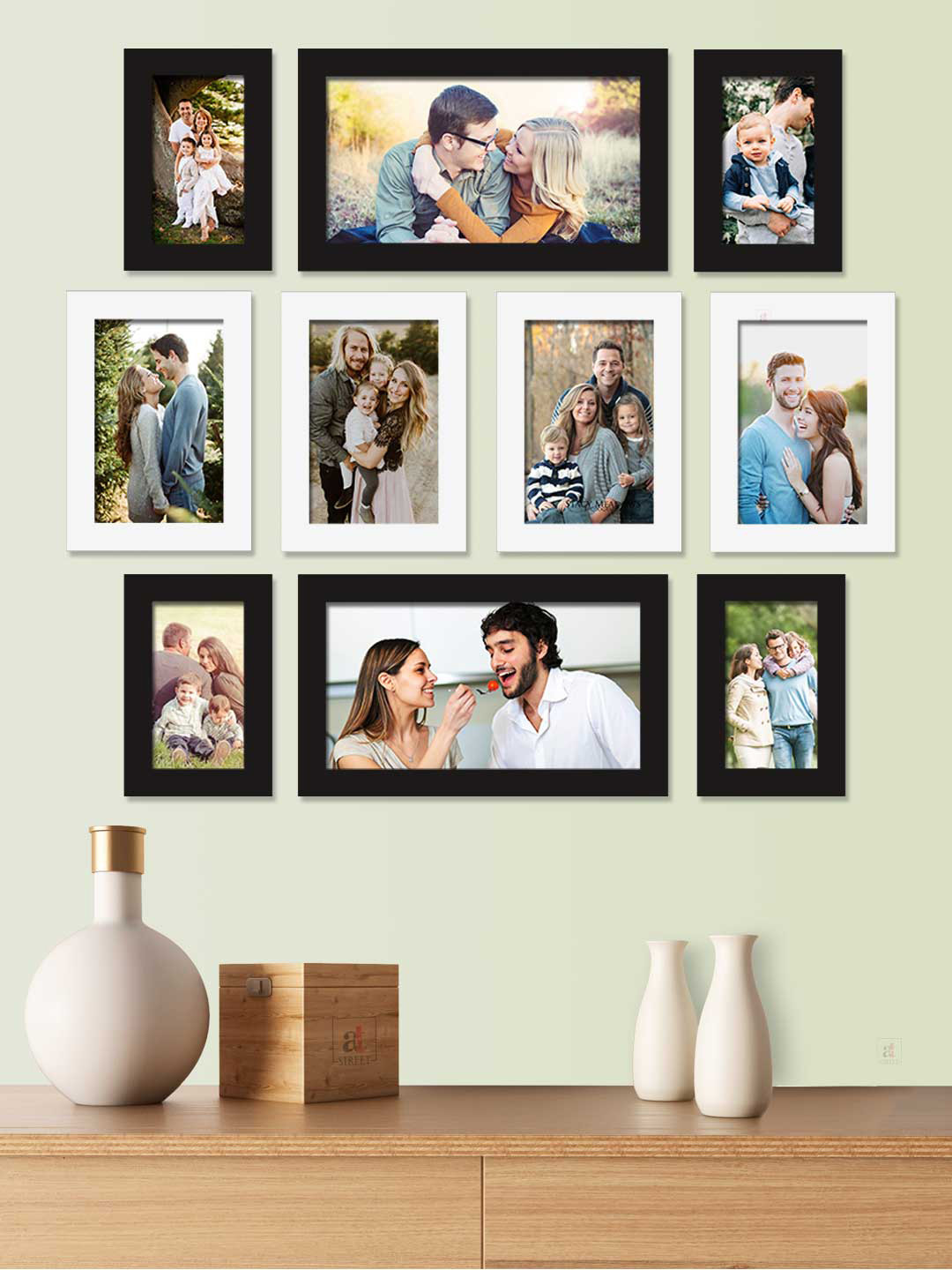 Buy Art Street Set Of 10 Black & White Solid Individual Photo Frames ...