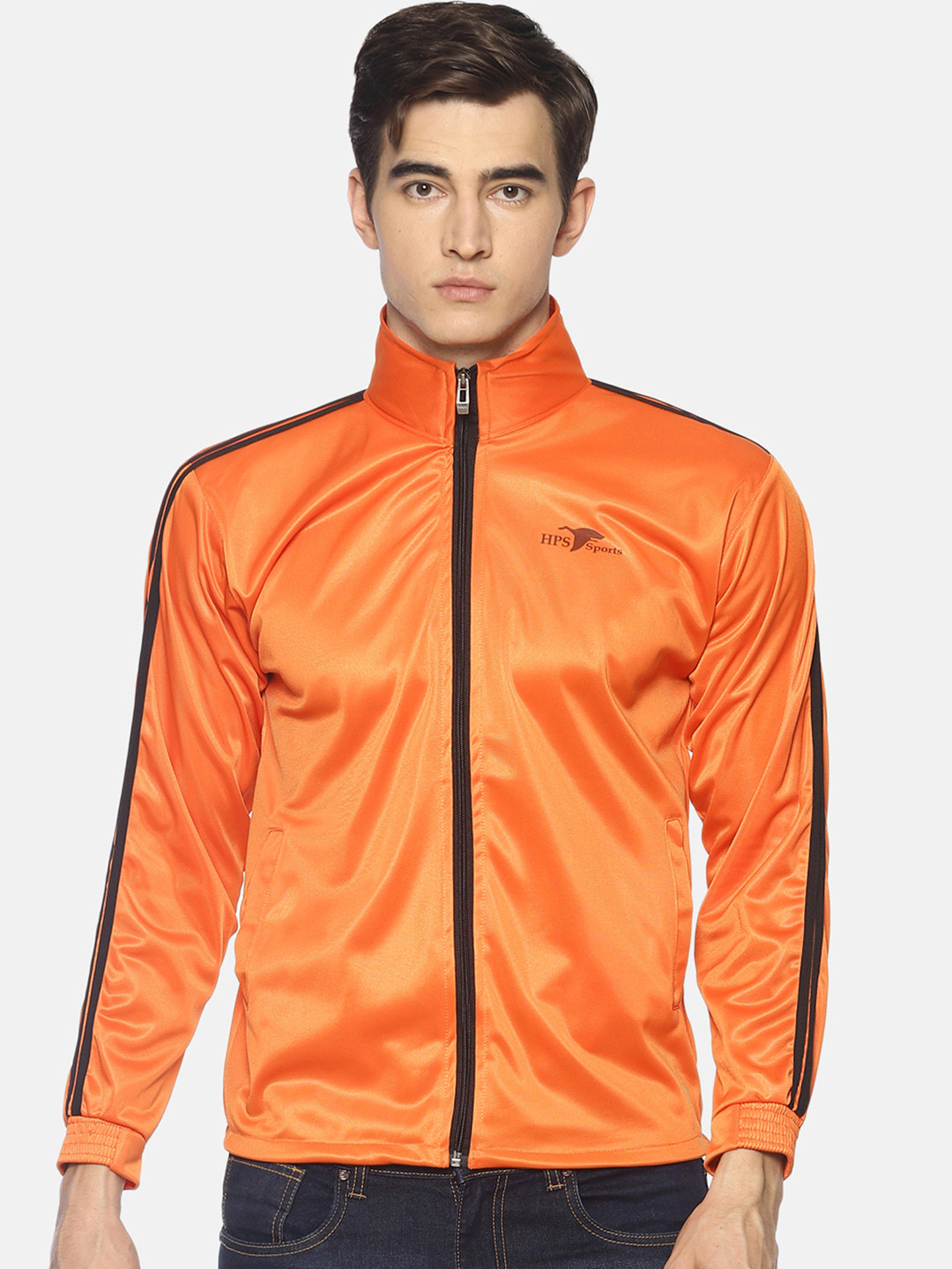 Buy HPS Sports Men Orange Solid Sporty Jacket - Jackets for Men ...