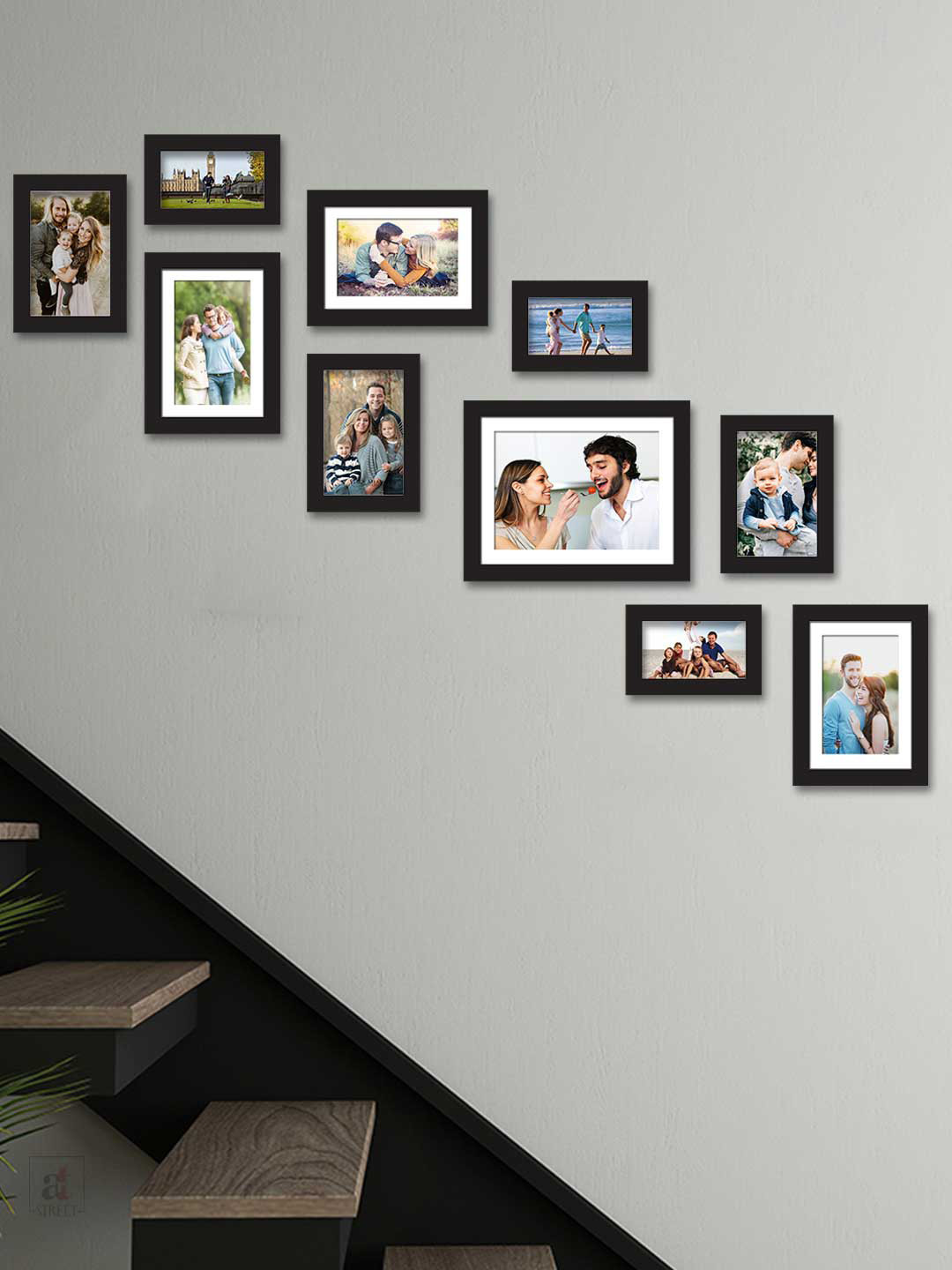 Buy Art Street Set Of 10 Black Solid Individual Wall Photo Frames ...