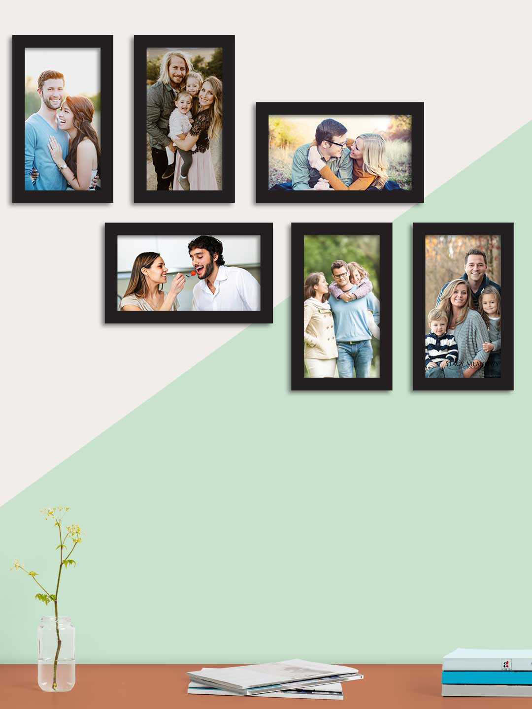 Buy Art Street Set Of 6 Black Solid Individual Wall Photo Frames ...