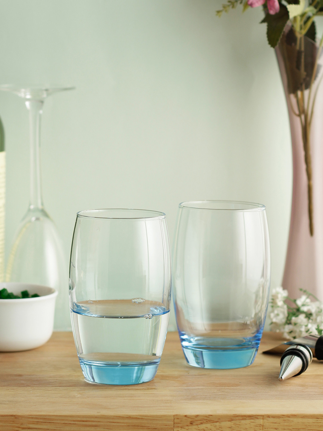 Buy Luminarc Transparent & Blue Set Of 6 Solid Glasses - Bar And ...