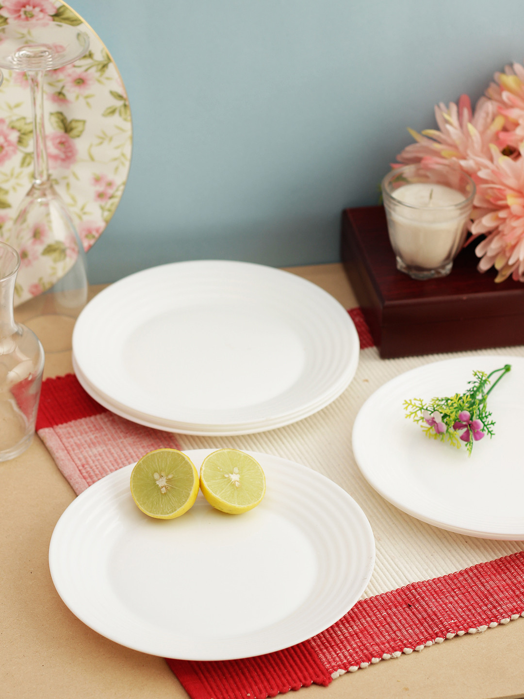 Buy Luminarc Set Of 6 White Solid Harena Dessert Plates - Plates for ...