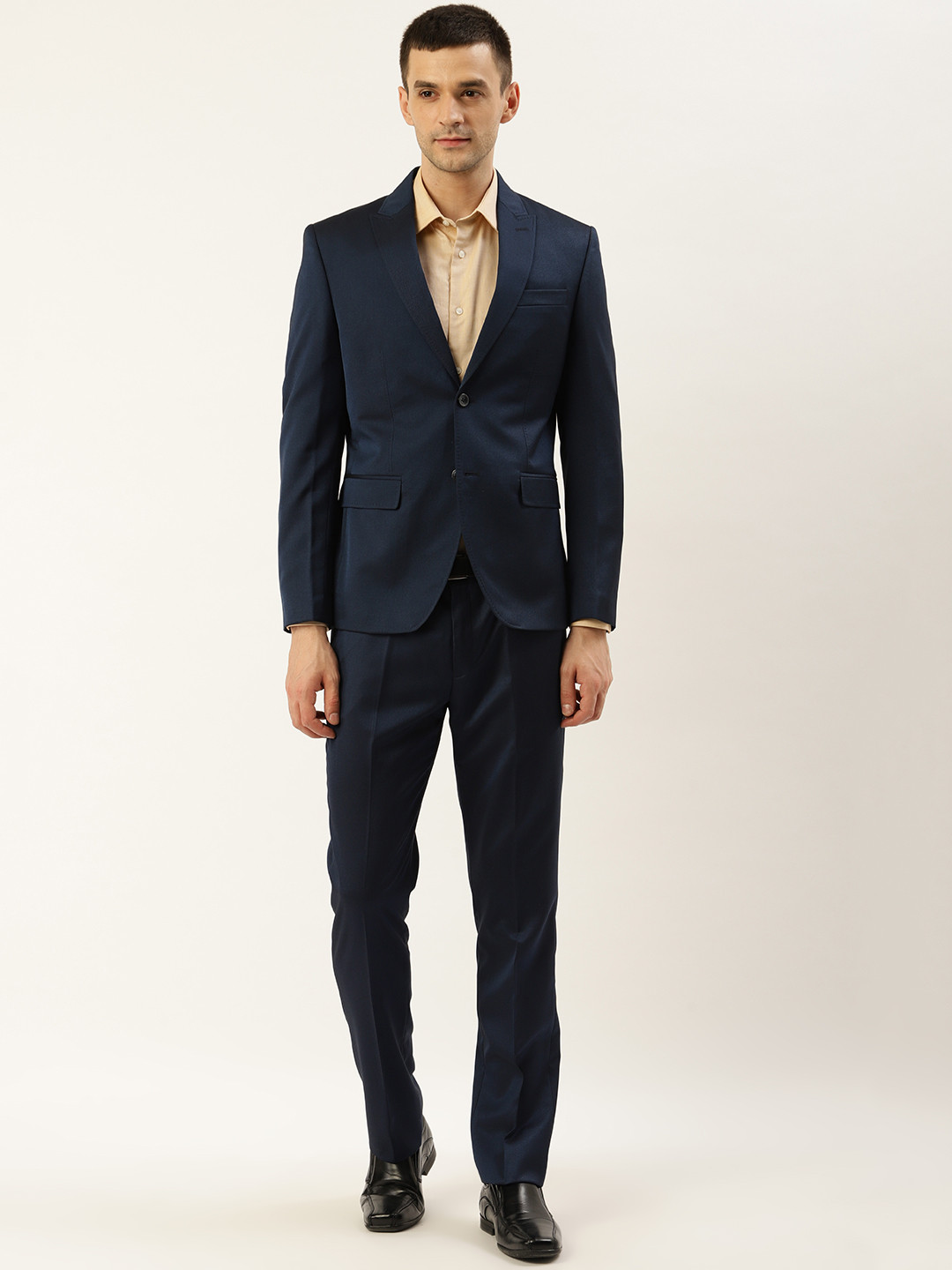 Buy Blackberrys Men Navy Blue Solid Slim Fit Single Breasted Formal ...