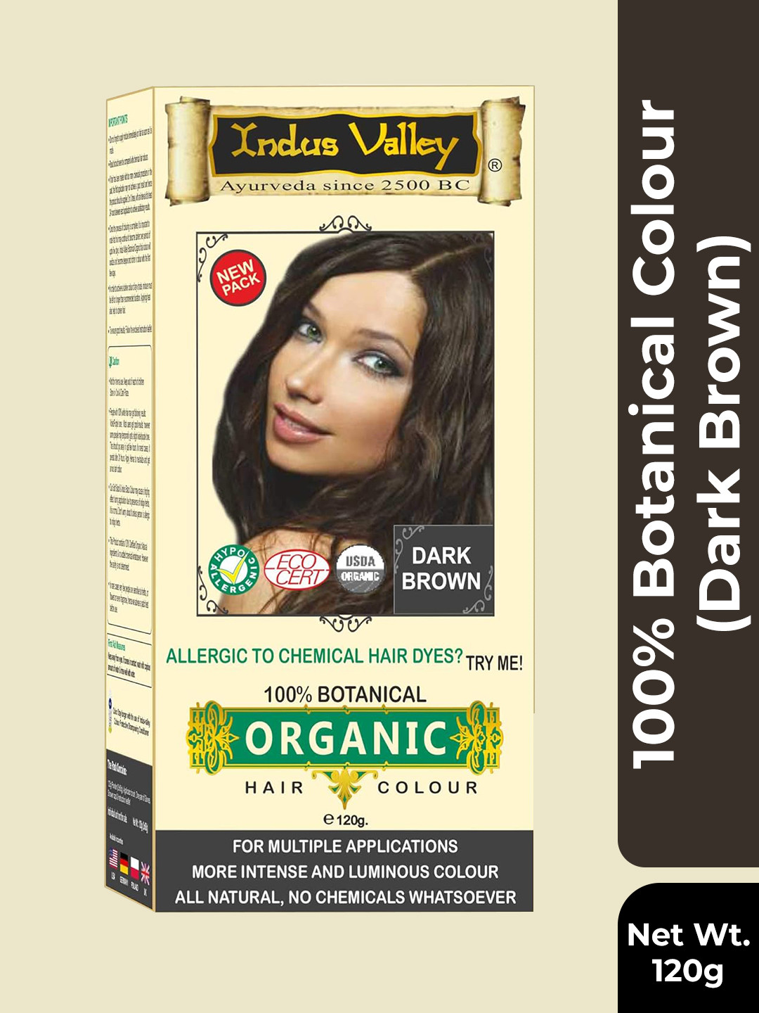 Buy Indus Valley 100 % Botanical Hair Color Dark Brown 120g - Hair ...