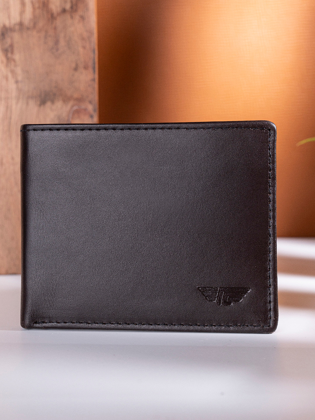 Buy Red Tape Men Coffee Brown & Black Colourblocked Leather Two Fold ...