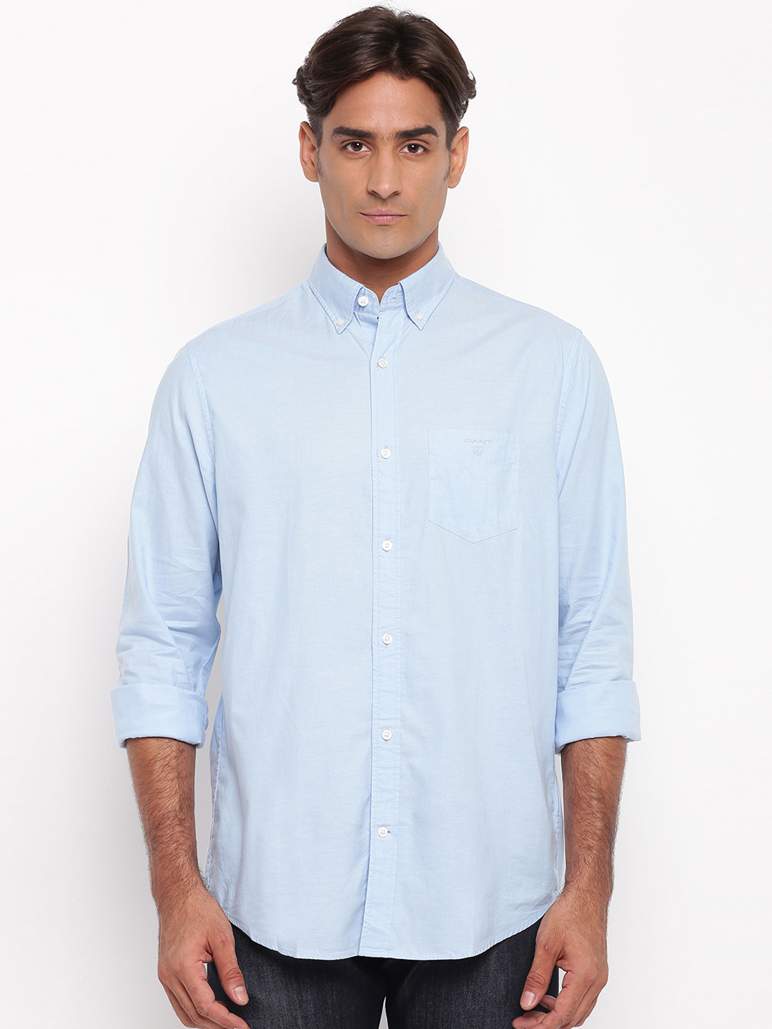 Buy GANT Men Blue Regular Fit Solid Casual Shirt - Shirts for Men ...