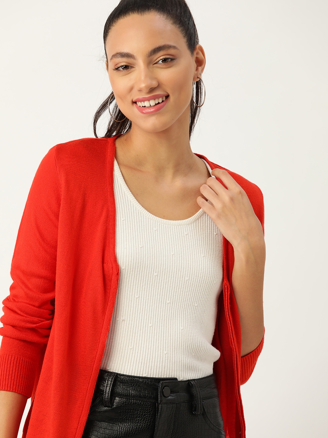 Buy Dressberry Women Orange Solid Cardigan Sweaters For Women