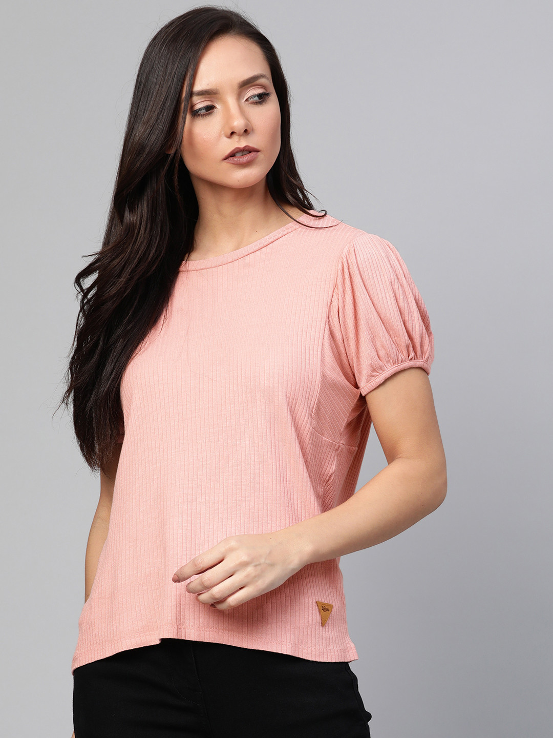 Buy Roadster Women Dusty Pink Ribbed Top - Tops for Women 11955222 | Myntra
