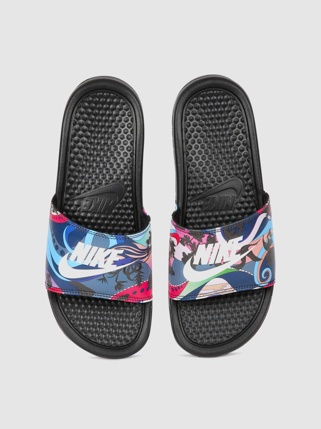 Buy Nike Women Blue & Pink BENASSI Printed Sliders - Flip Flops for ...