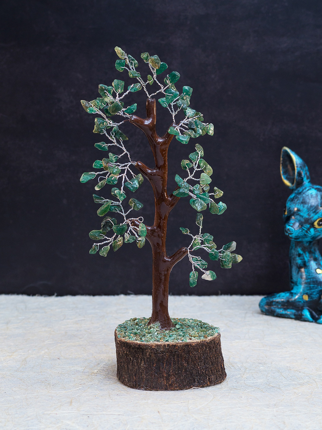 Buy Golden Peacock Green & Brown Agate Stone Handcrafted Wishing Tree ...