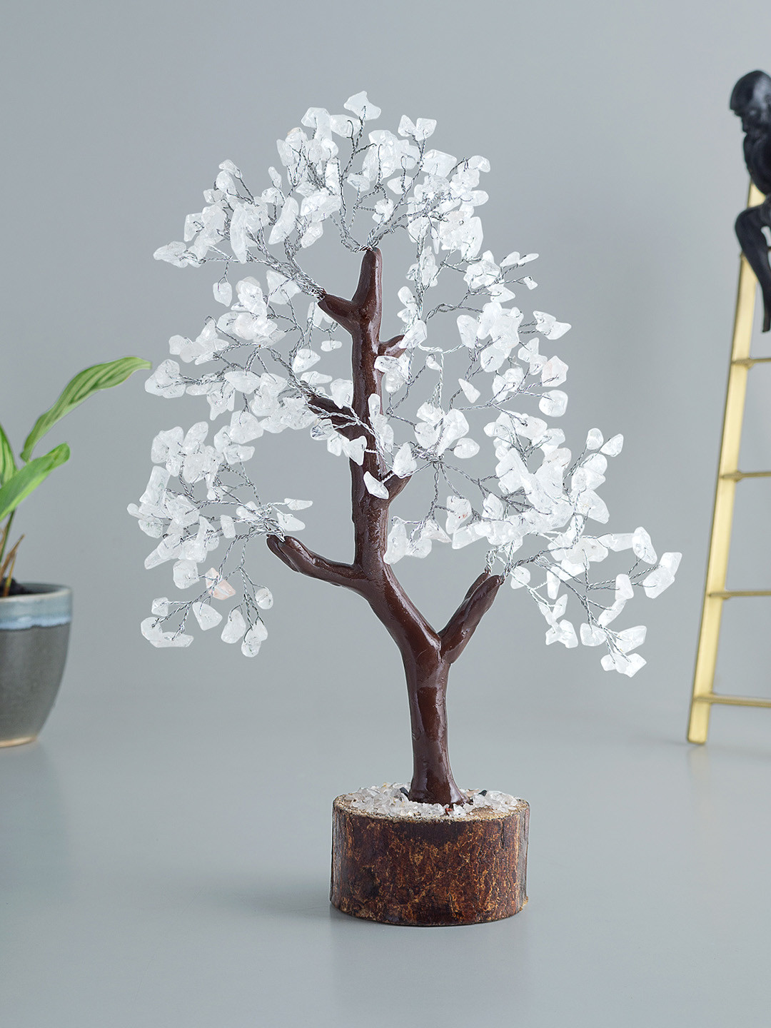 Buy Golden Peacock White & Brown Handcrafted Agate Stone Tree Showpiece ...