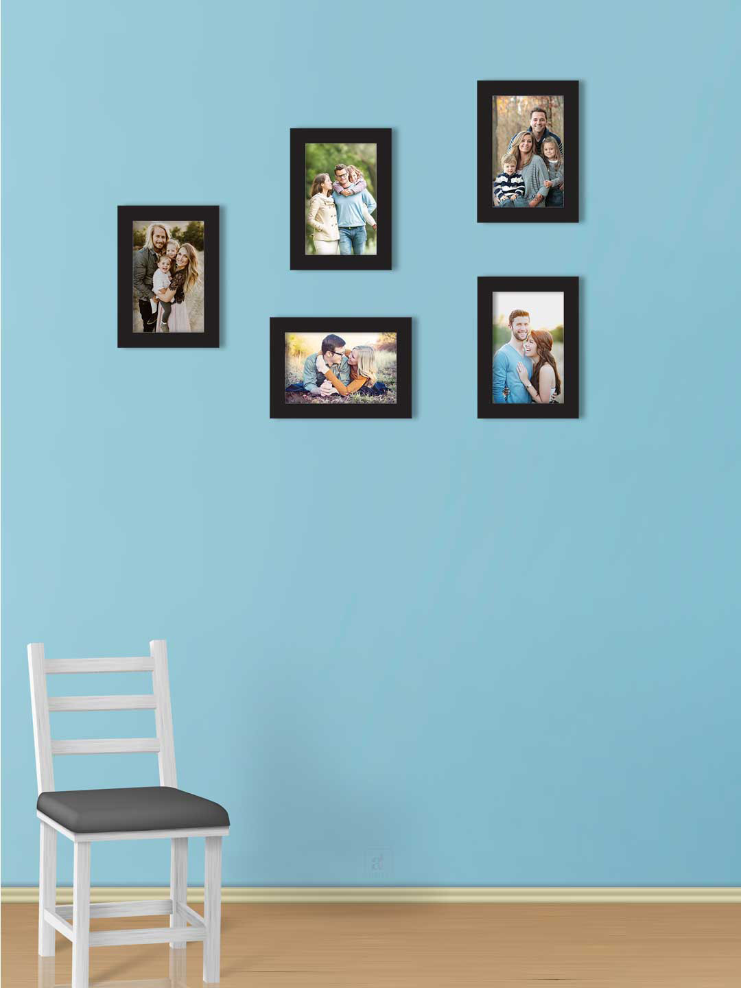 Buy Art Street Set Of 5 Black Solid Individual Wall Photo Frames ...