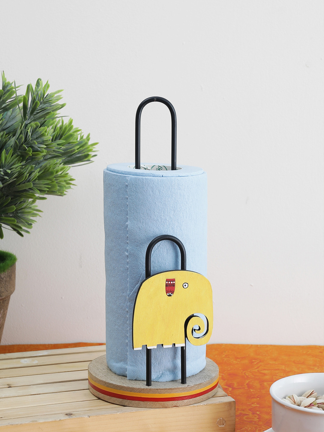 Buy VarEesha Yellow & Beige Handcrafted Elephant Tissue Roll Holder ...