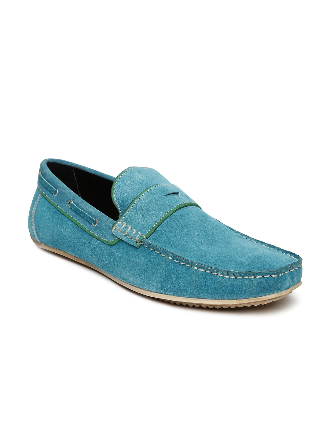 Buy Famozi Men Turquoise Blue Suede Loafers - Casual Shoes for Men ...