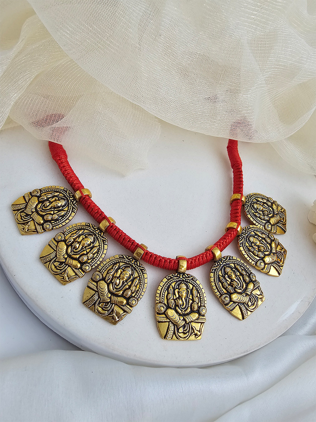 Buy Binnis Wardrobe Gold Plated & Red Necklace - Necklace And Chains ...