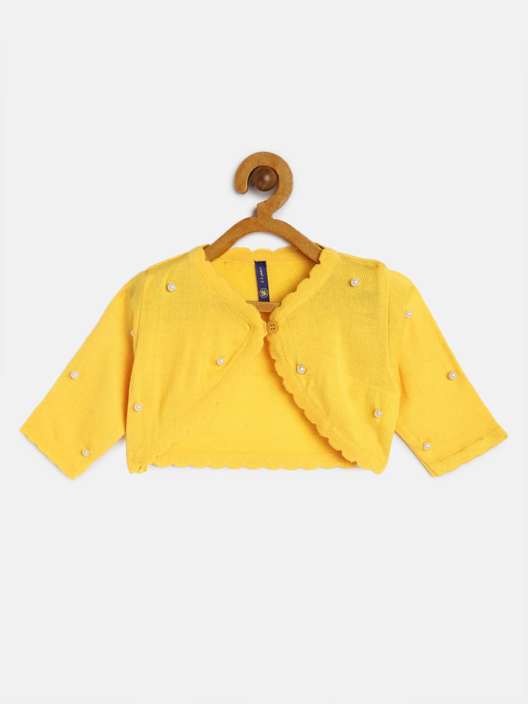 Buy YK Girls Yellow Embellished Open Front Acrylic Shrug - Shrug for ...