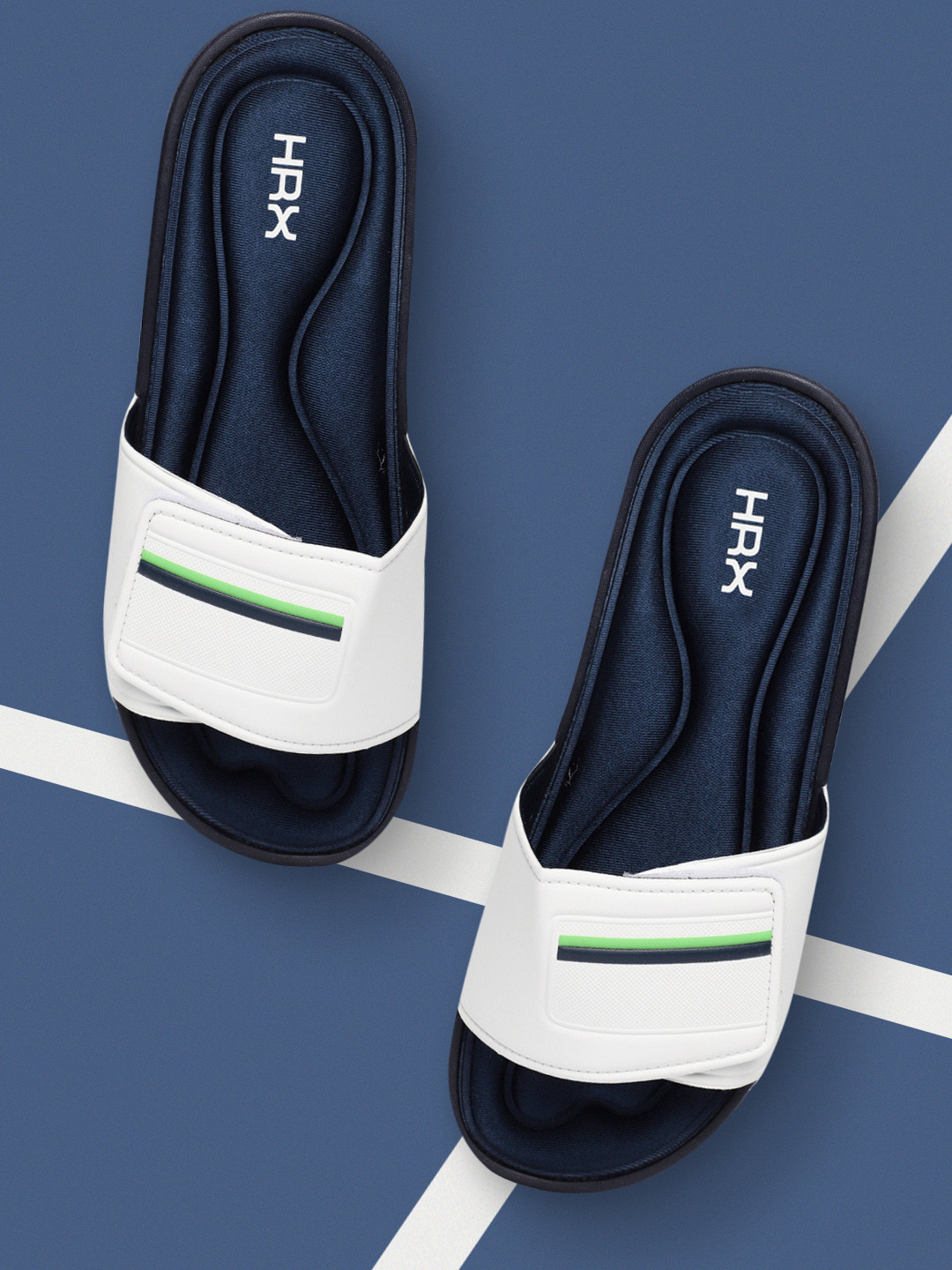 Buy HRX By Hrithik Roshan Men White Memory Foam Sliders - Flip Flops ...