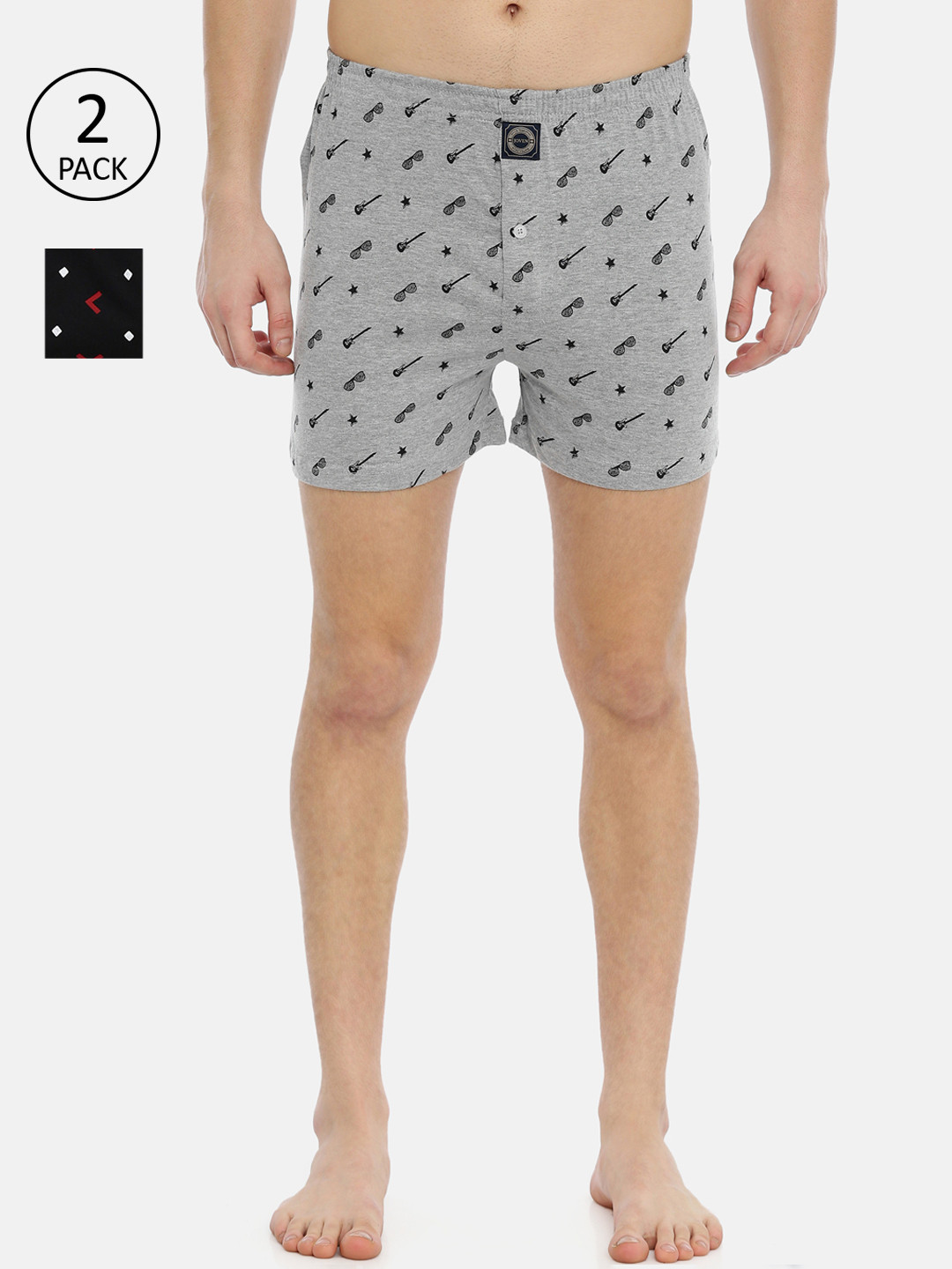 Buy Joven Men Pack Of 2 Printed Knitted Pure Cotton Boxers JB2K GTSQ ...