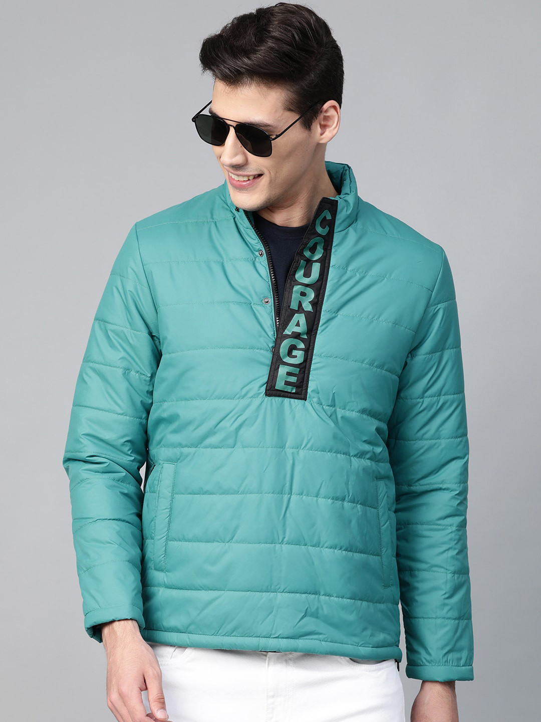 Buy HERE&NOW Men Green Solid Padded Jacket - Jackets for Men 12007884 ...