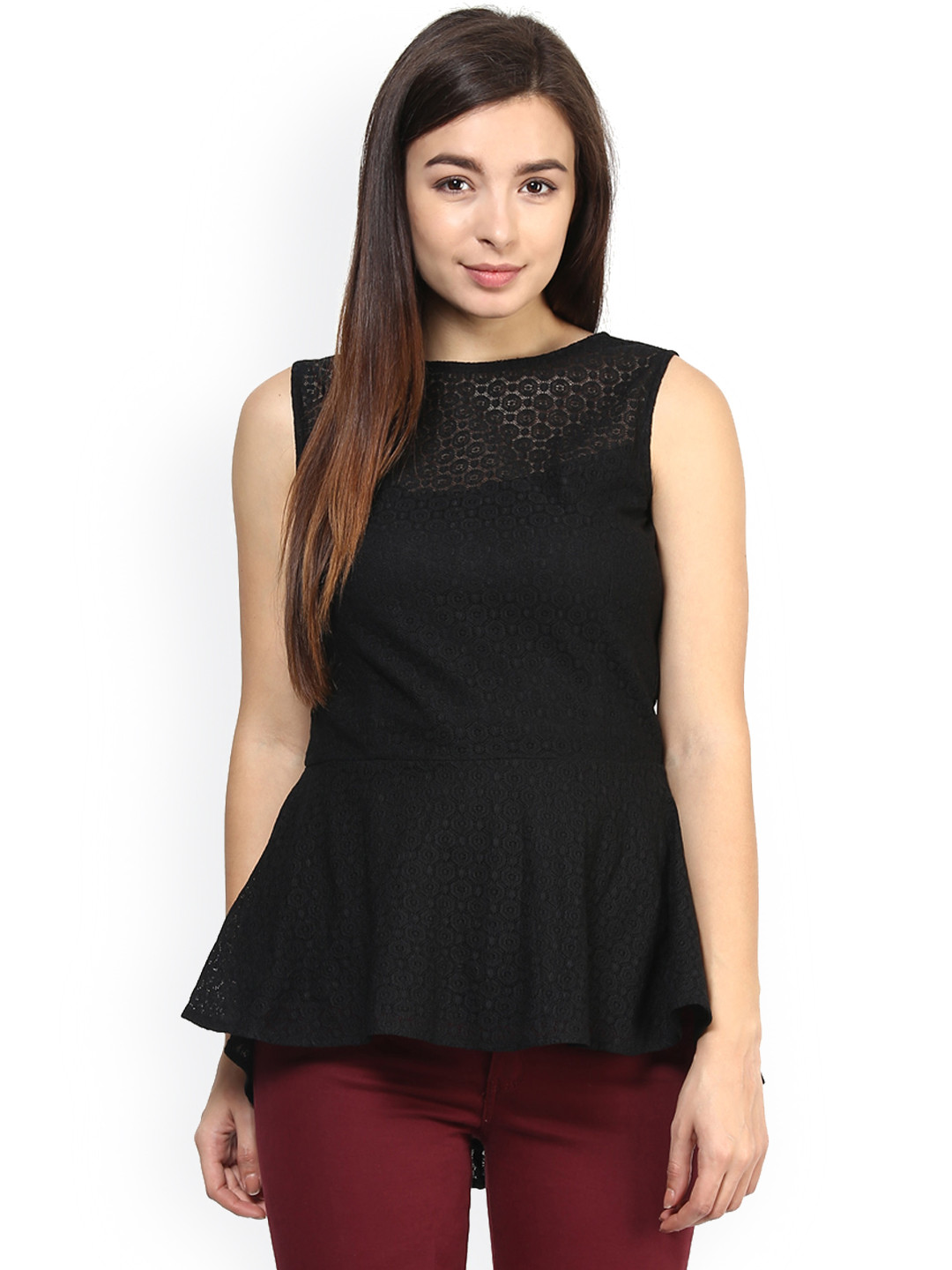 Buy RARE Black Lace Peplum Top - Tops for Women 1201520 | Myntra