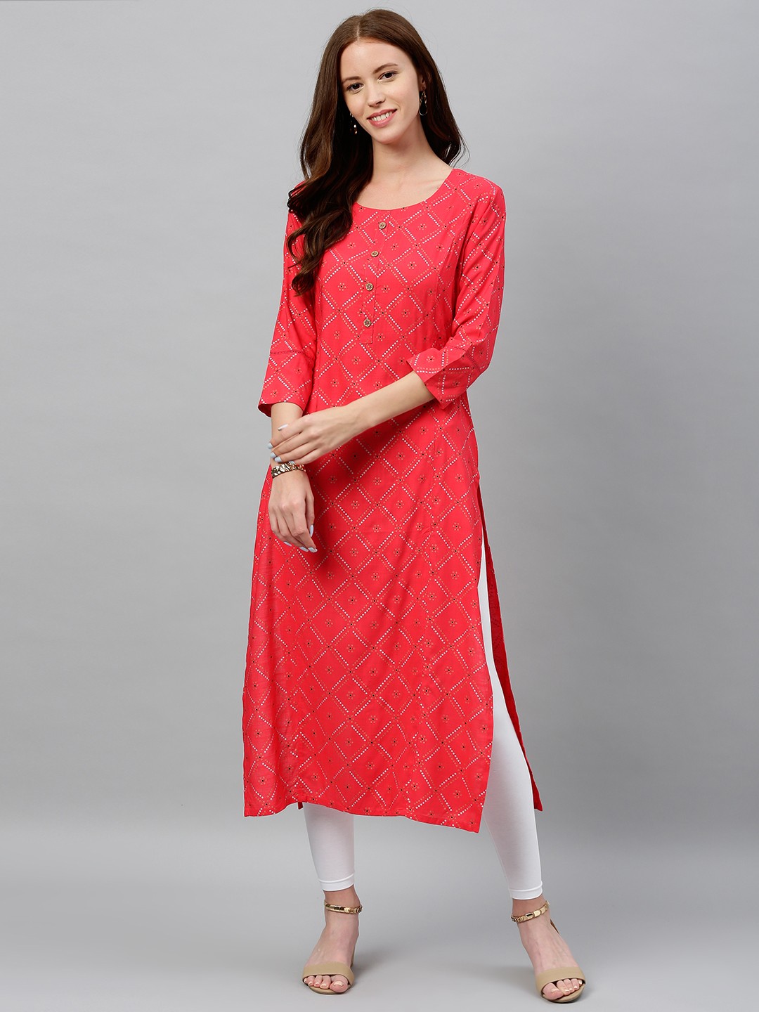 Buy Kipek Women Pink Printed Straight Kurta Kurtas For Women 12015334