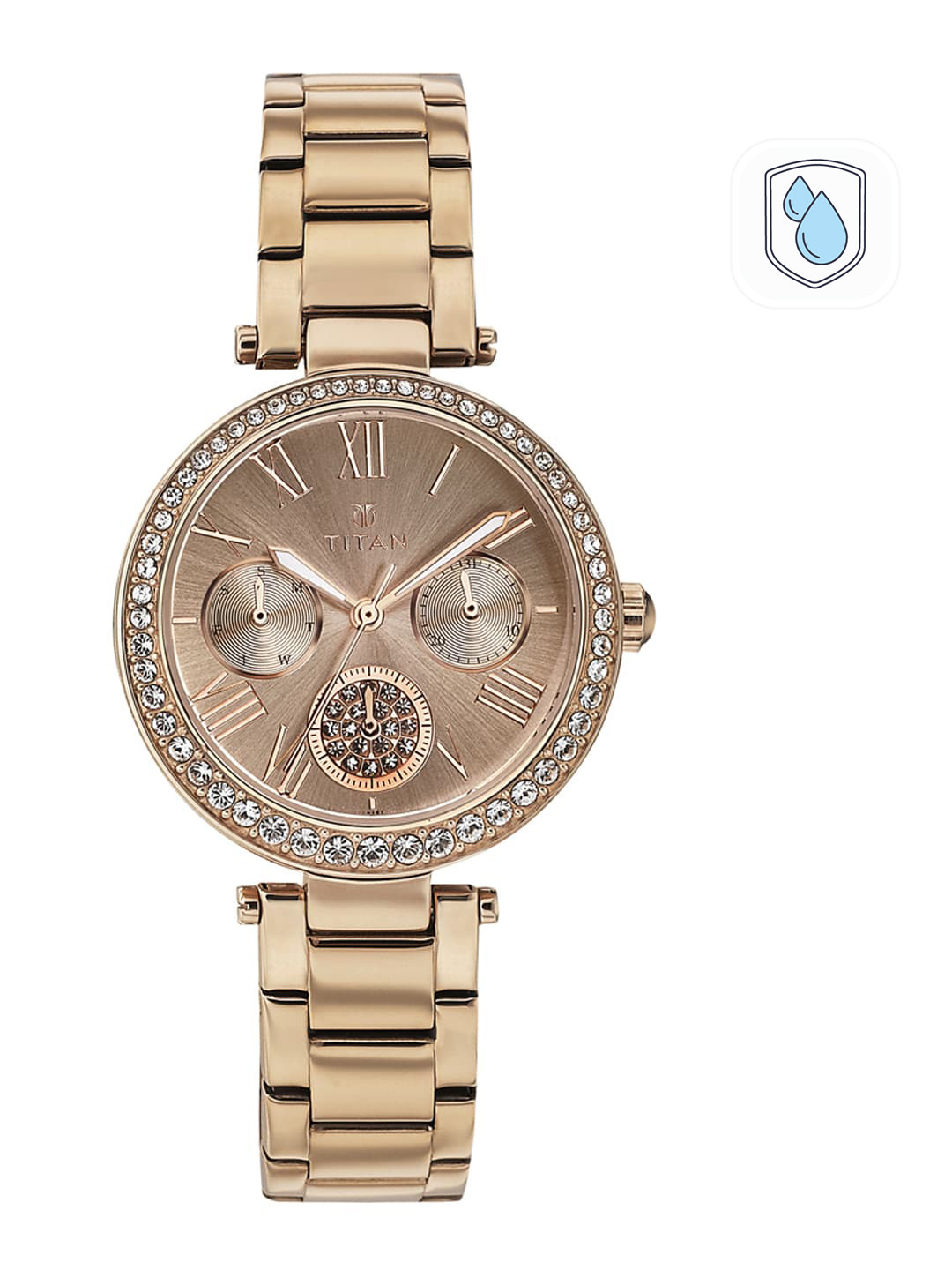 Buy Titan Women Rose Gold Toned Dial Embellished Watch 95023WM01J ...
