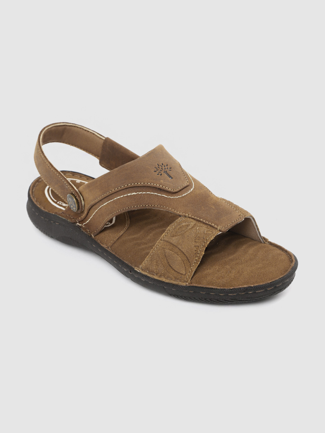 Buy Woodland Men Brown Textured Nubuck Comfort Sandals - Sandals for ...