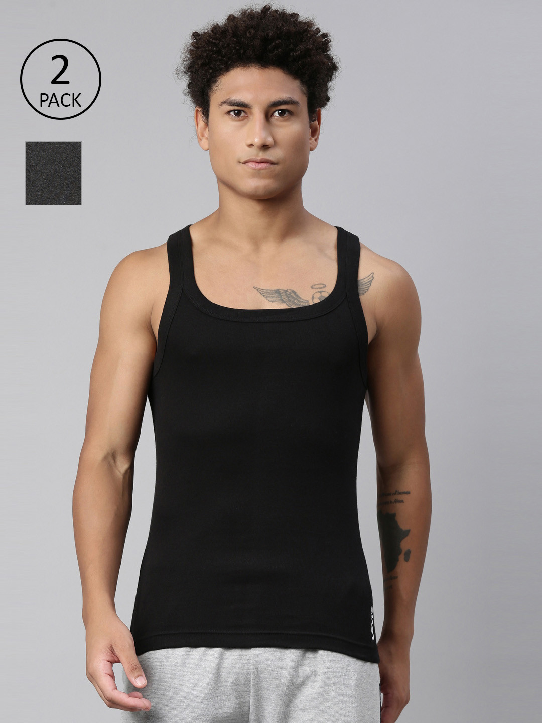 Buy Levis Men Pack Of 2 Solid Square Neck Sleeveless Pure Cotton Rib ...
