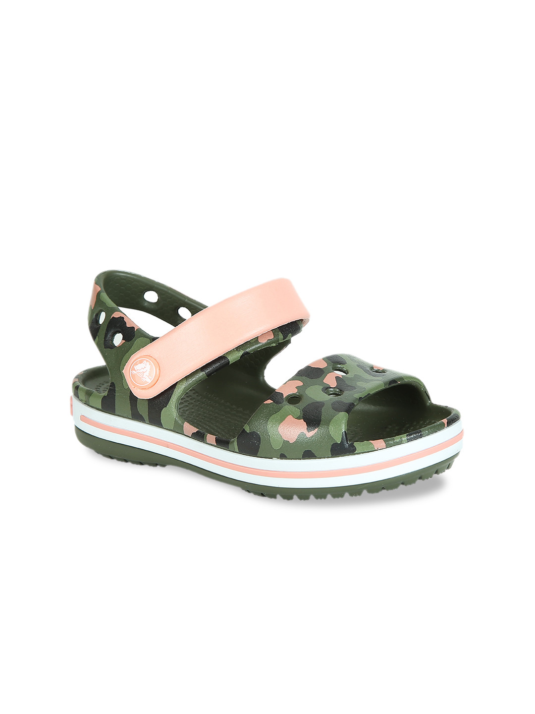 Buy Crocs Kids Green & Peach Camouflage Print Comfort Sandals - Sandals ...