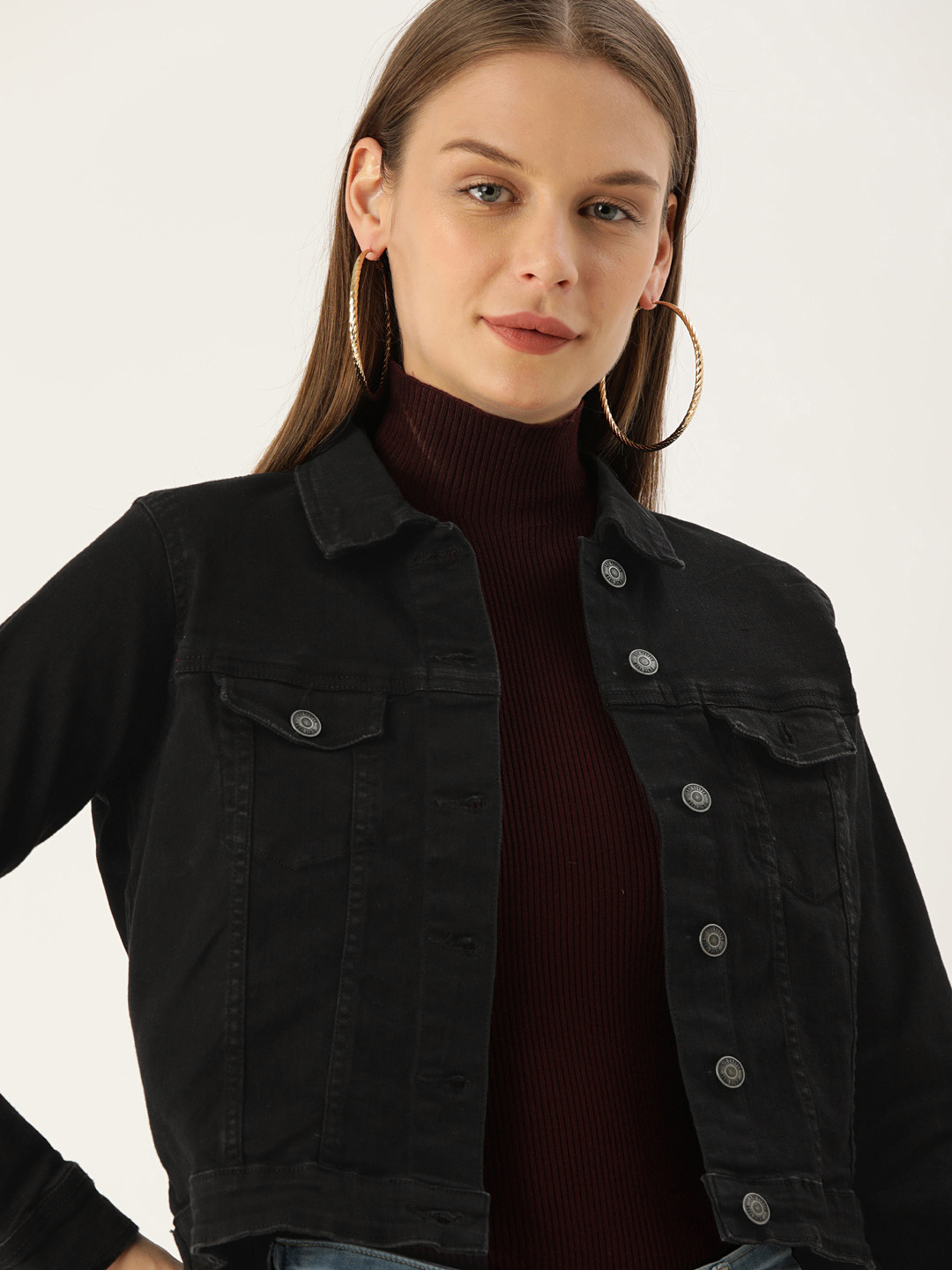 Buy Lee Cooper Women Black Solid Denim Jacket - Jackets for Women ...