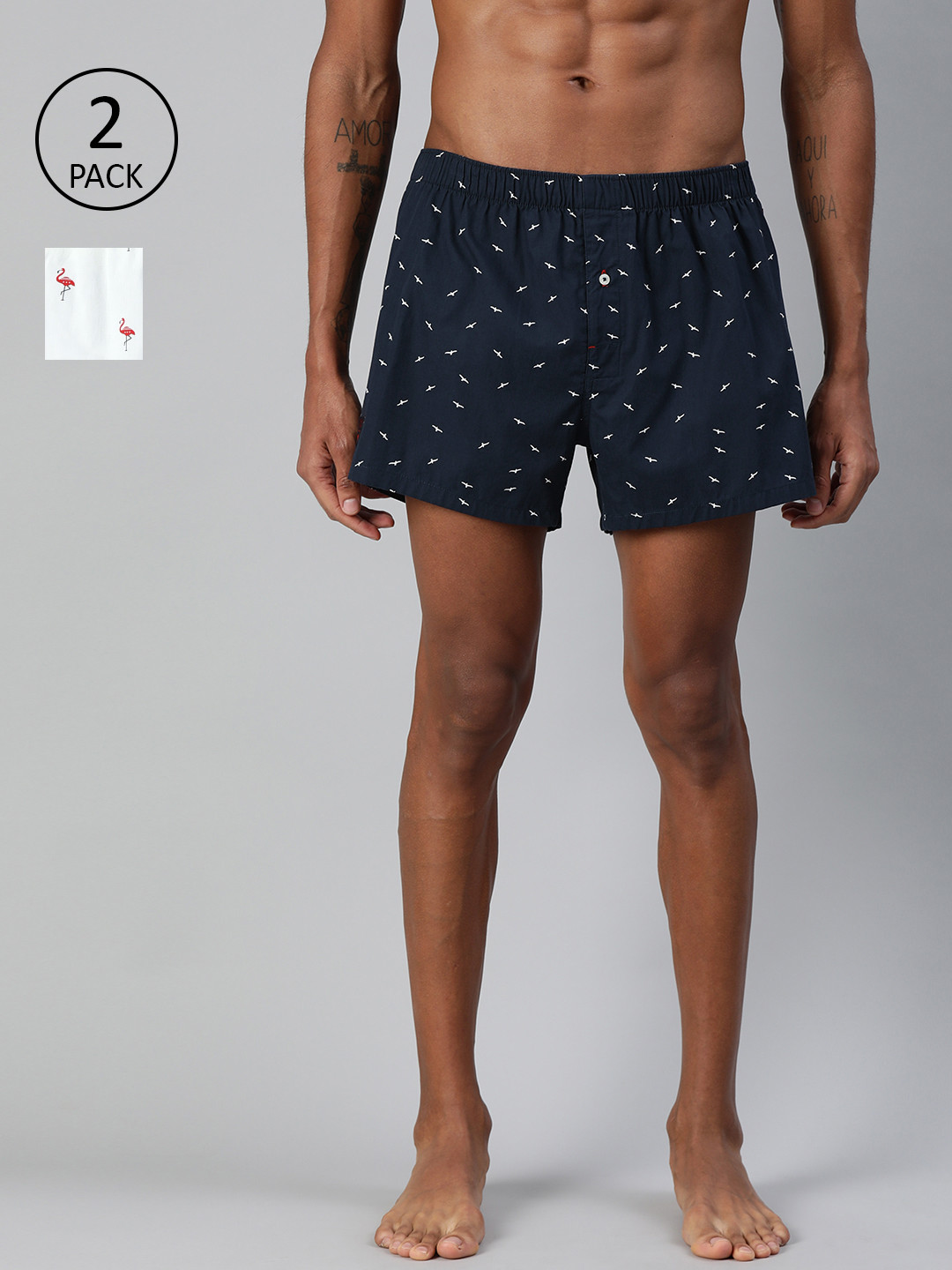 Buy THE BEAR HOUSE Men Pack Of 2 Assorted Printed Woven Pure Cotton ...