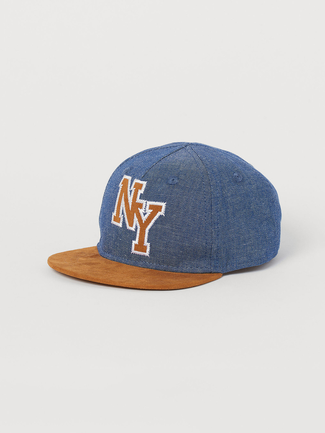 Buy H&M Kids Blue & Tan Brown Colorblocked Cotton Snapback Cap - Caps ...