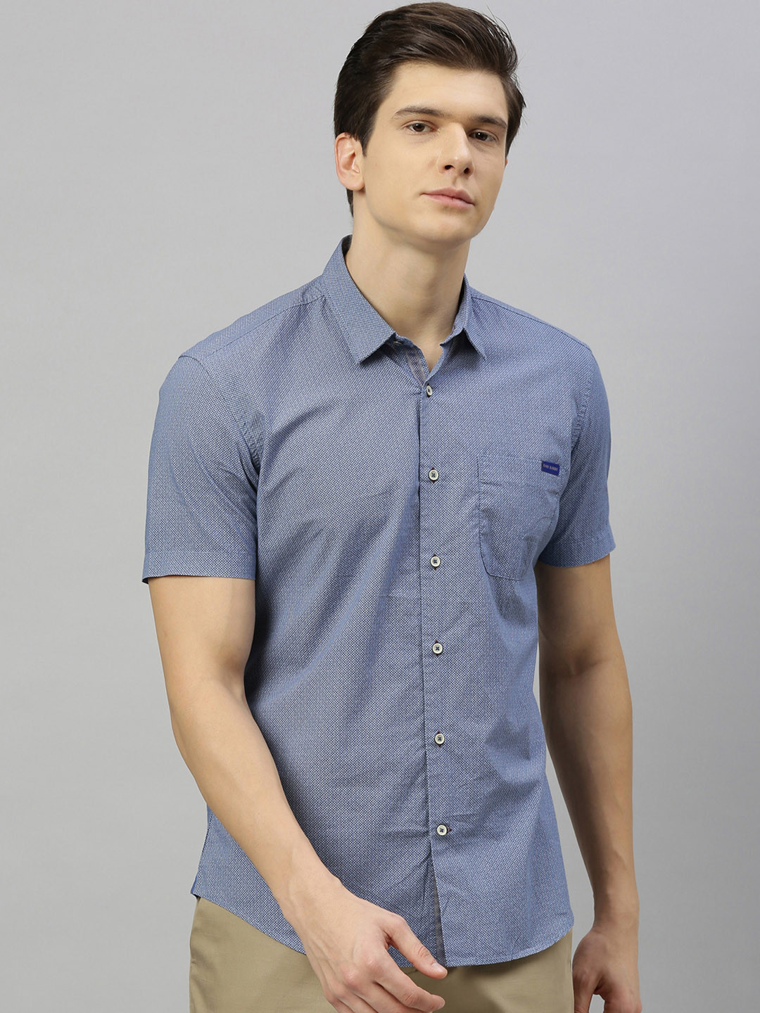 Buy RARE RABBIT Men Blue Tailored Fit Textured Casual Shirt - Shirts ...