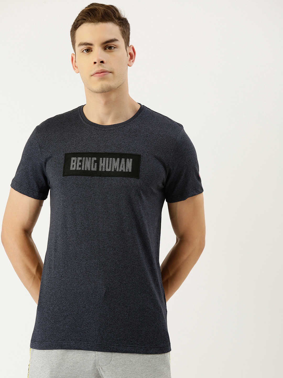 Buy Being Human Men Charcoal Printed Round Neck T Shirt - Tshirts for ...