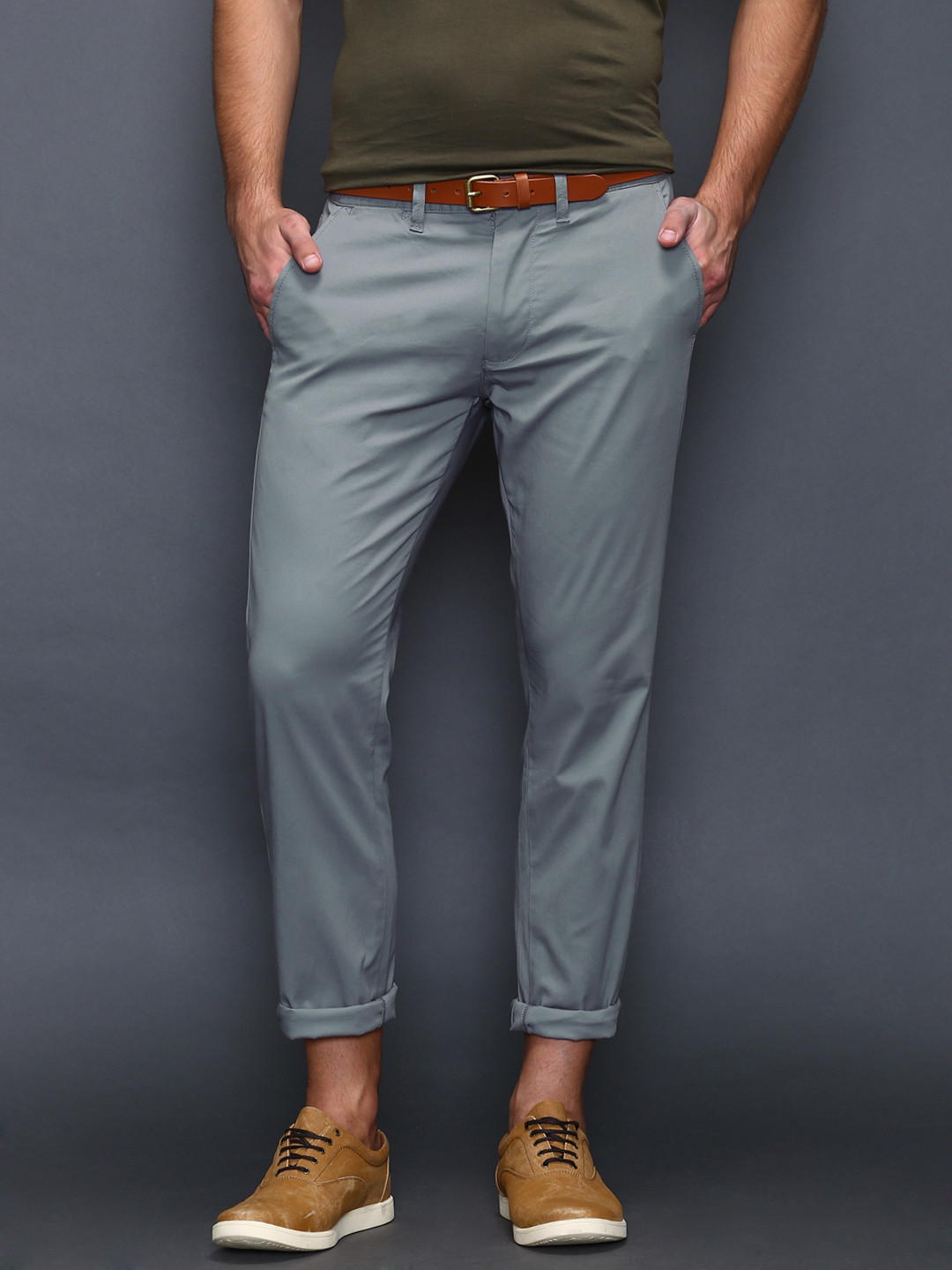 Buy SELECTED Grey Slim Fit Casual Trousers - Trousers for Men 1208116 ...