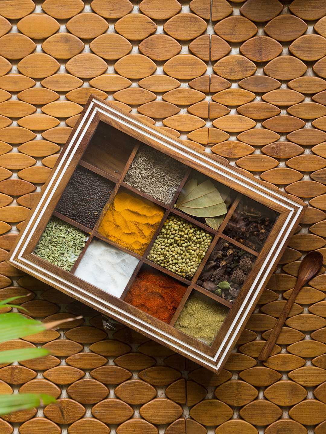 Buy ExclusiveLane Brown Hand Engraved Rectangular Wooden Spice Box With ...