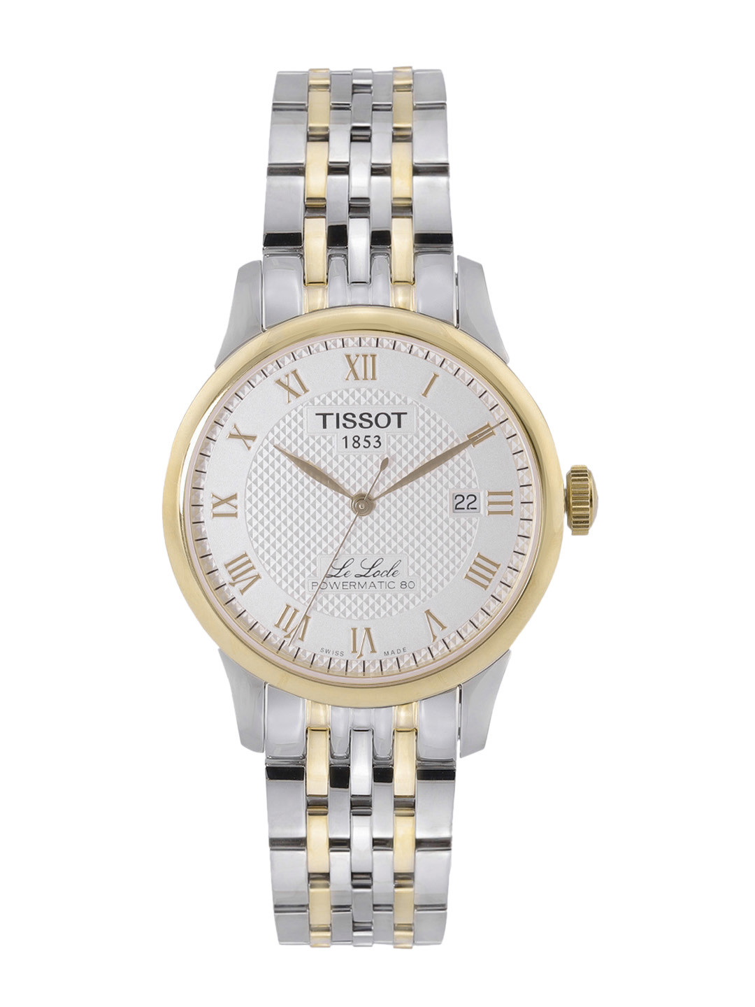 Buy TISSOT Men Silver Toned Le Locle Powermatic 80 Swiss Analogue Watch ...
