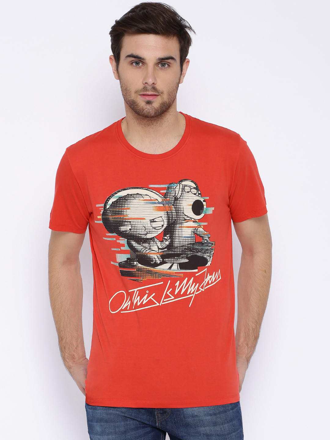 Buy Family Guy Unisex Red Printed Pure Cotton T Shirt - Tshirts for ...