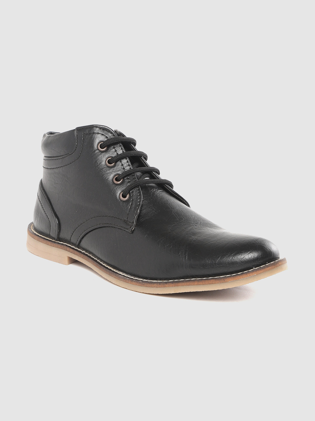 Buy Roadster Men Black Solid Mid Top Derbys - Casual Shoes for Men ...