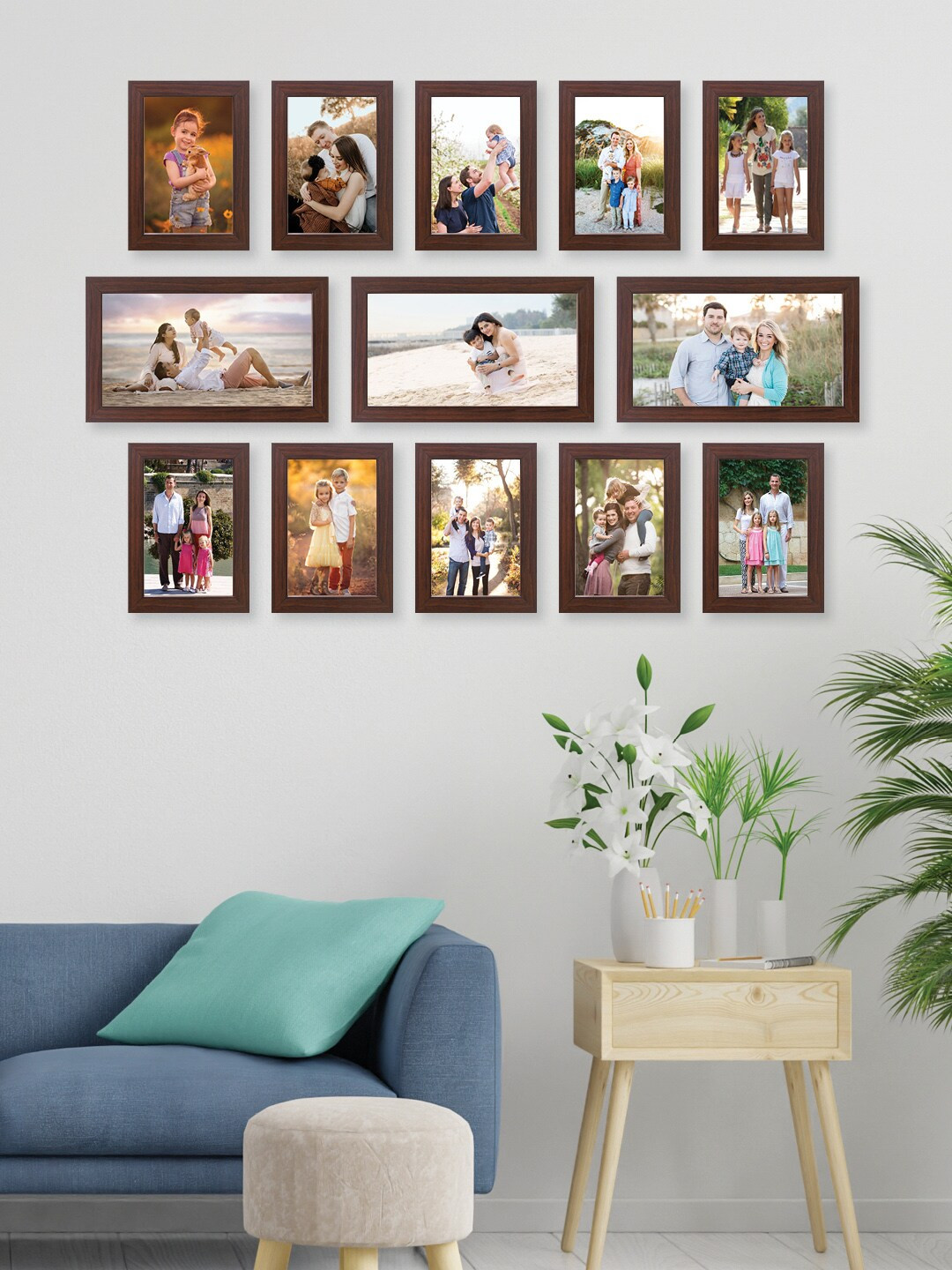 Buy RANDOM Set Of 13 Brown Solid Collage Photo Frames - Photo Frames ...