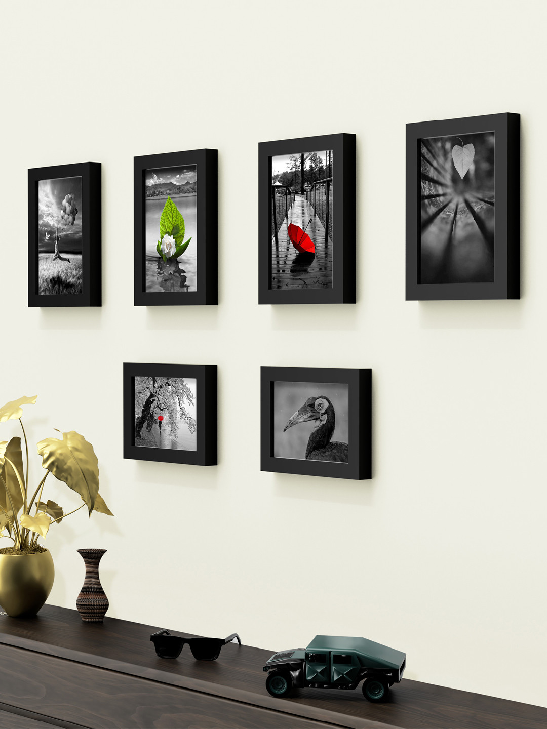 Buy RANDOM Set Of 6 Black Solid Collage Photo Frames - Photo Frames for ...