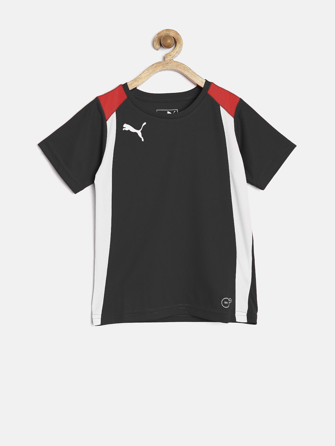 Buy PUMA Boys Black Colourblocked Polyester T Shirt - Tshirts for Boys ...