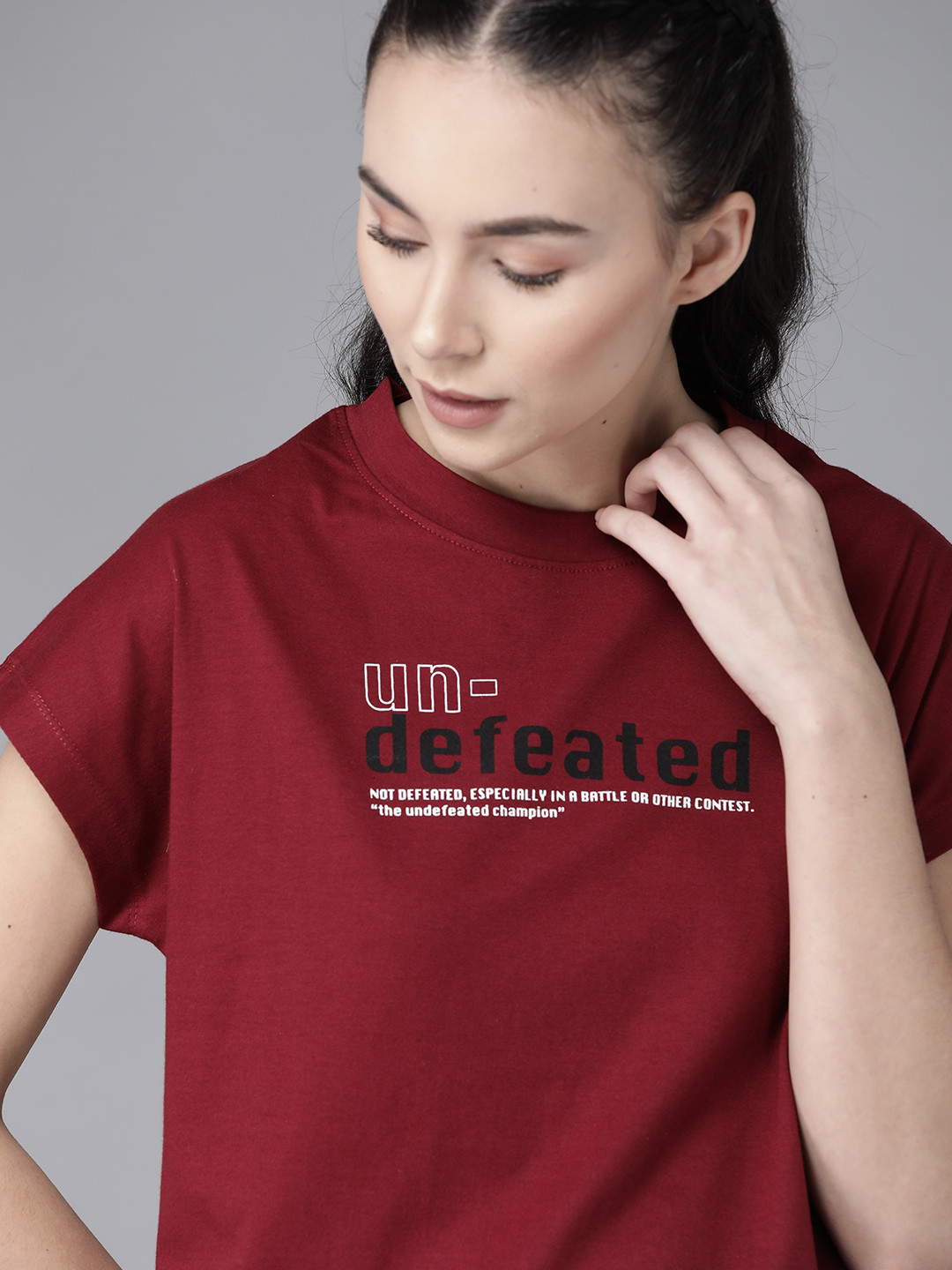 Buy Roadster Women Rust Red Printed Round Neck Relaxed Fit Cotton T ...