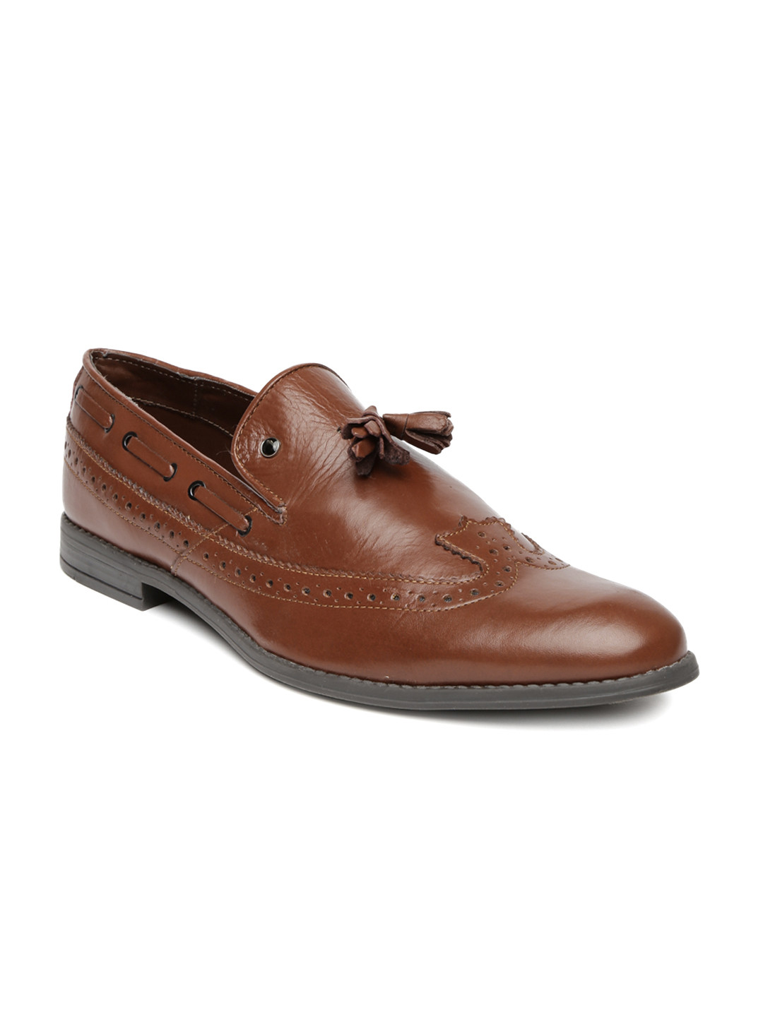 Buy INVICTUS Men Brown Leather Semiformal Shoes - Formal Shoes for Men ...